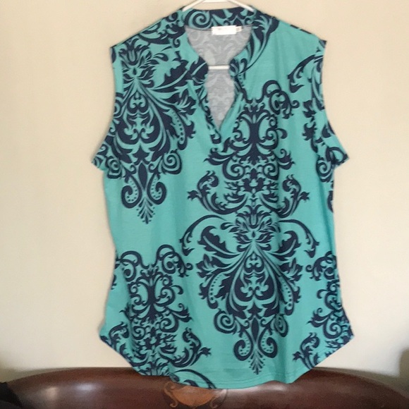 Halife | Tops | Aqua And Navy Tunic By Halife Size Xxl | Poshmark